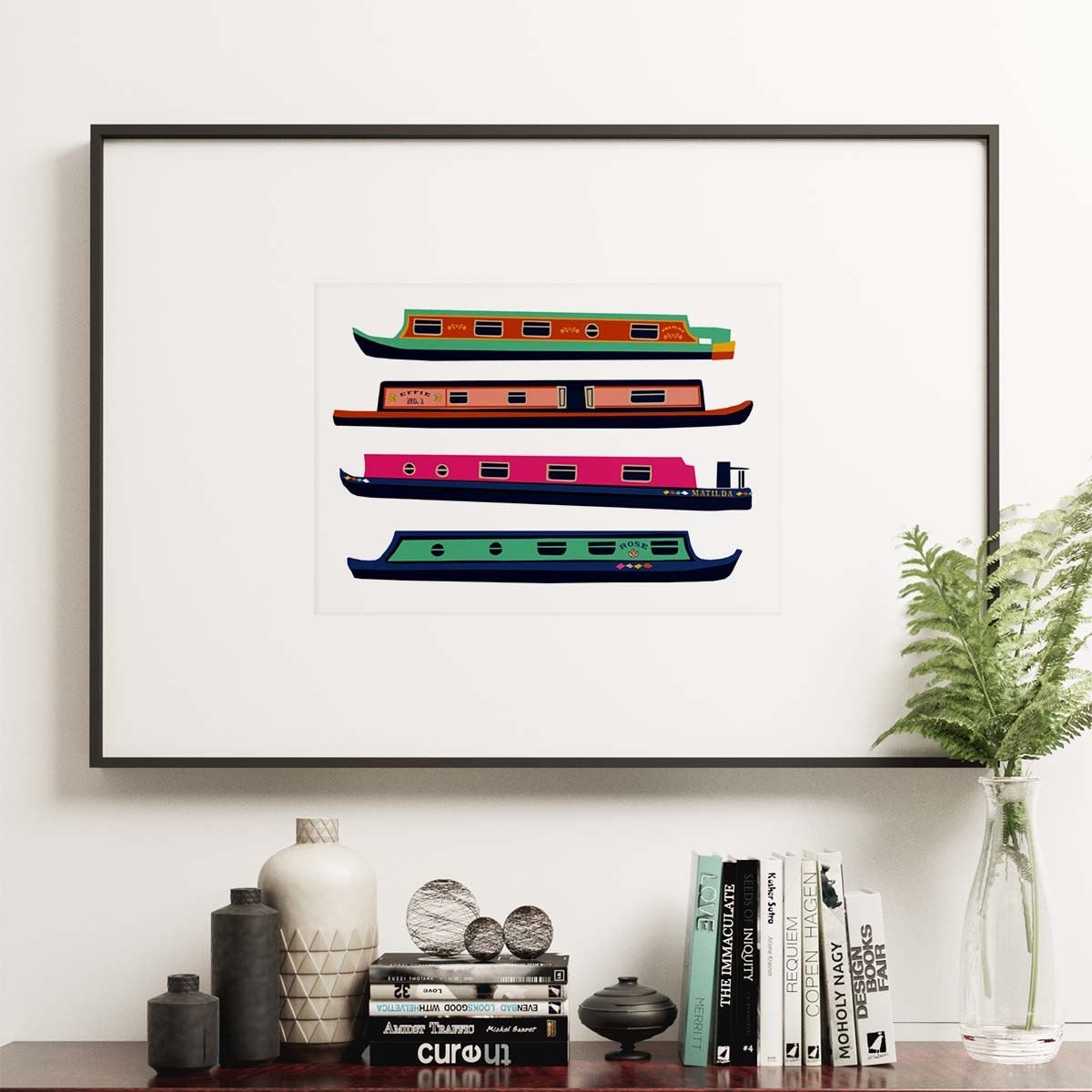 London Canal Boat Art Print, Roses and Castles Canal Folk Art - Etsy