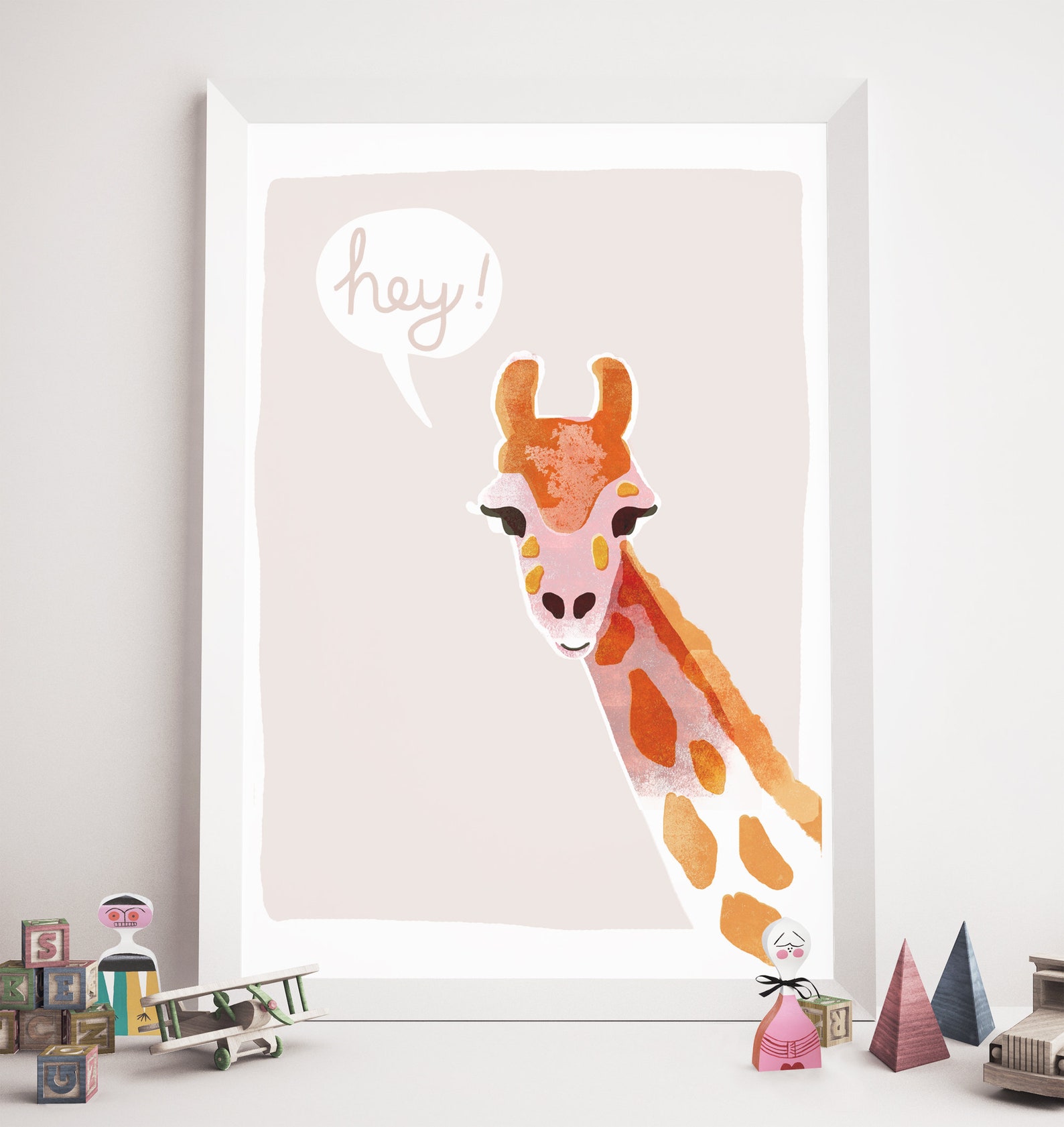 Hey Giraffe Animal Wall Art for Kids Rooms or Nurseries - Etsy