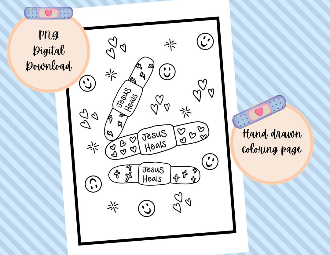 Sunday School Craft | Coloring Page | Hand-drawn Cute Bandaids ...