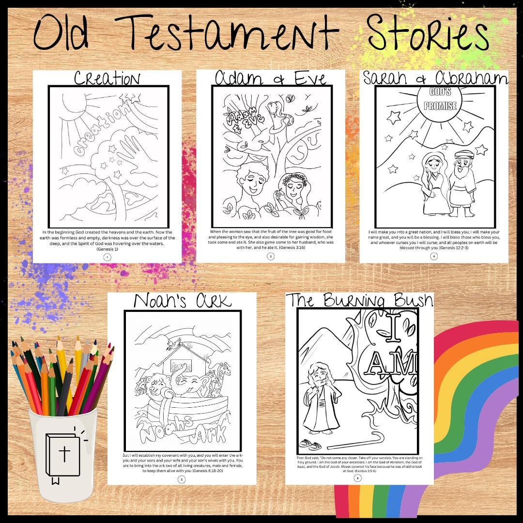 10 Old Testament Bible Story Coloring Pages Png Downloads - Etsy UK