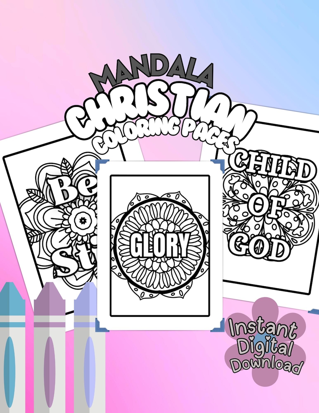 Christian Mandala Coloring Pages | Bold Printable Faith-based Mandala ...