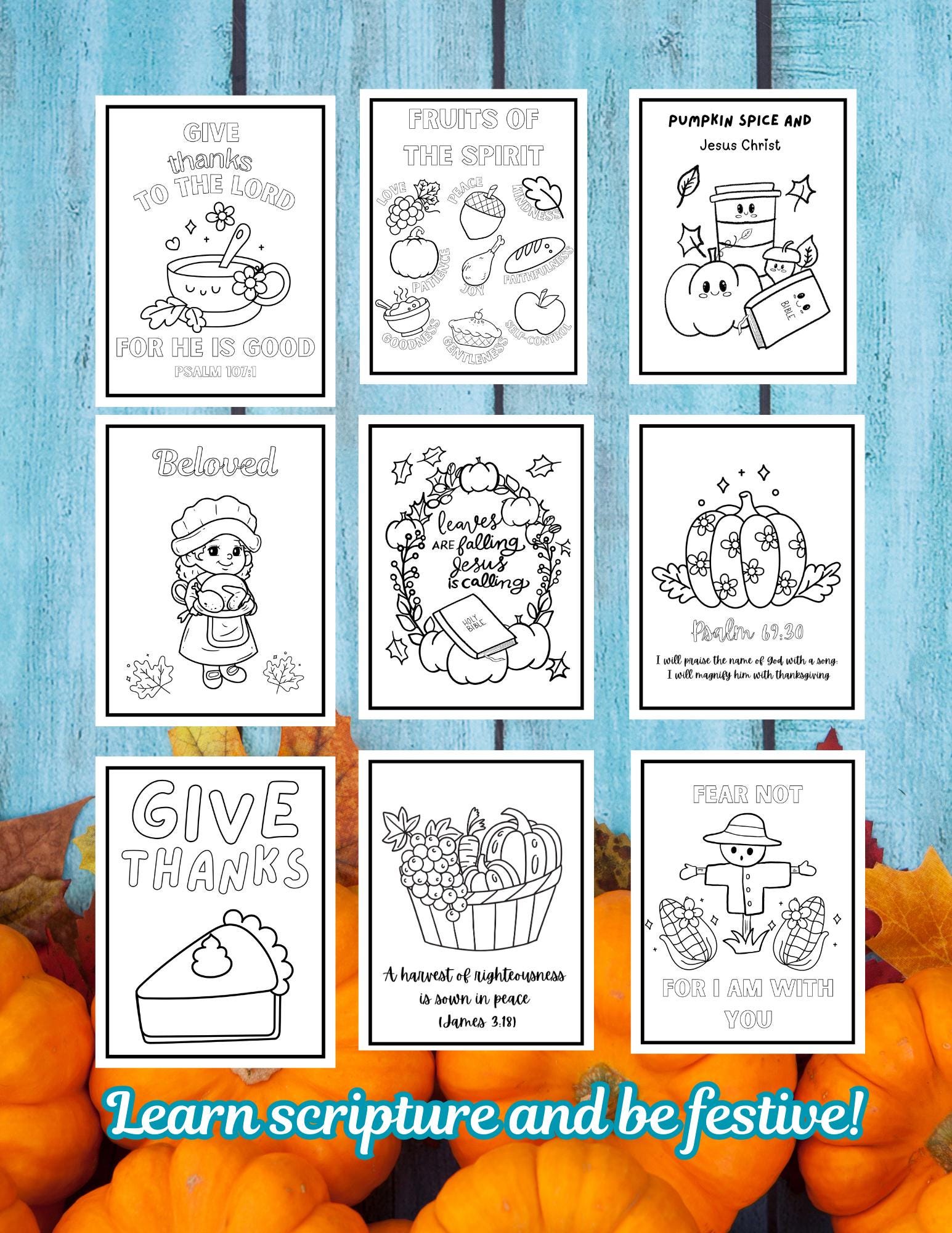 Christian Thanksgiving Coloring Pages| Faith-inspired Digital Download ...