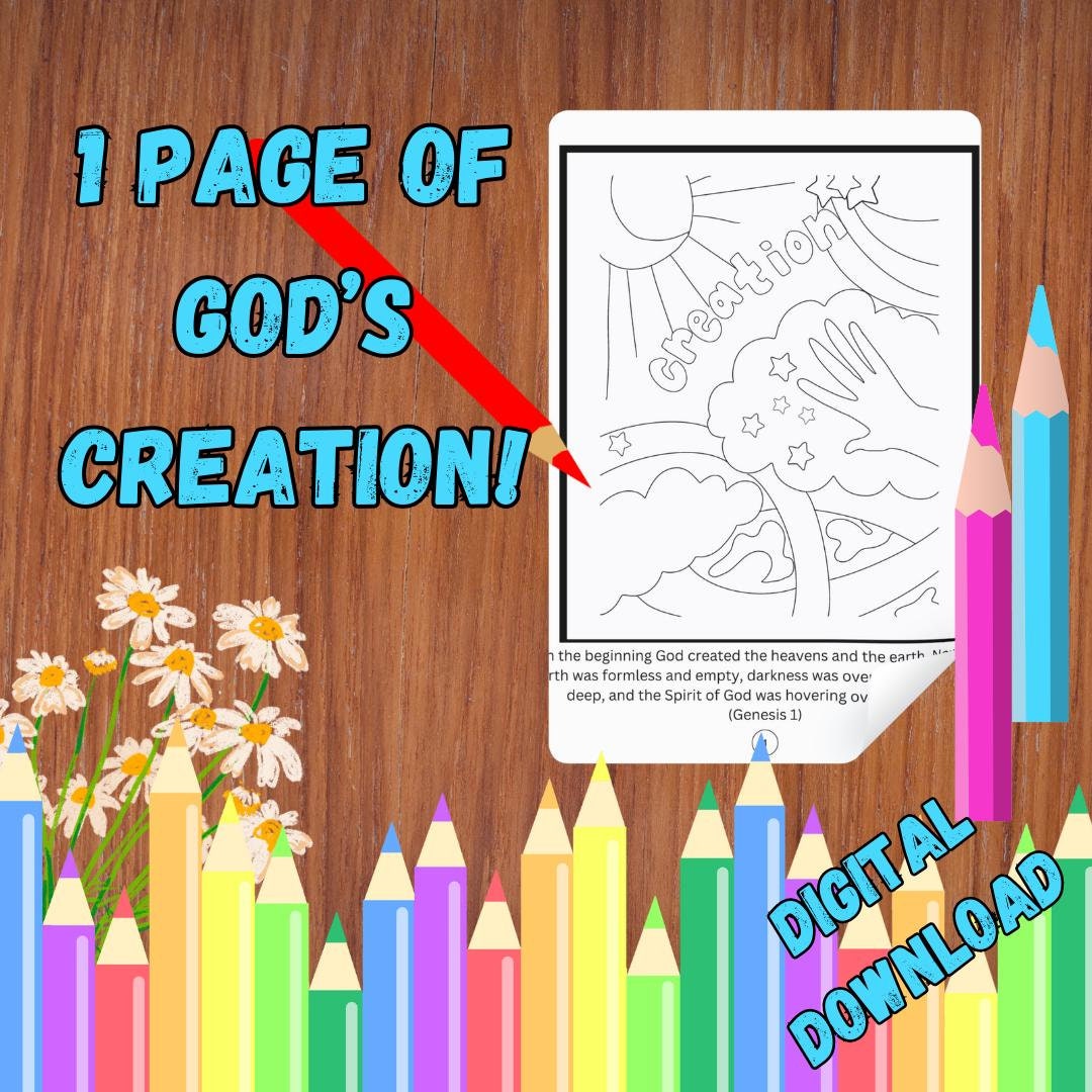 Bible Theme Kids Coloring Page Instant Download 1 Digital Download ...