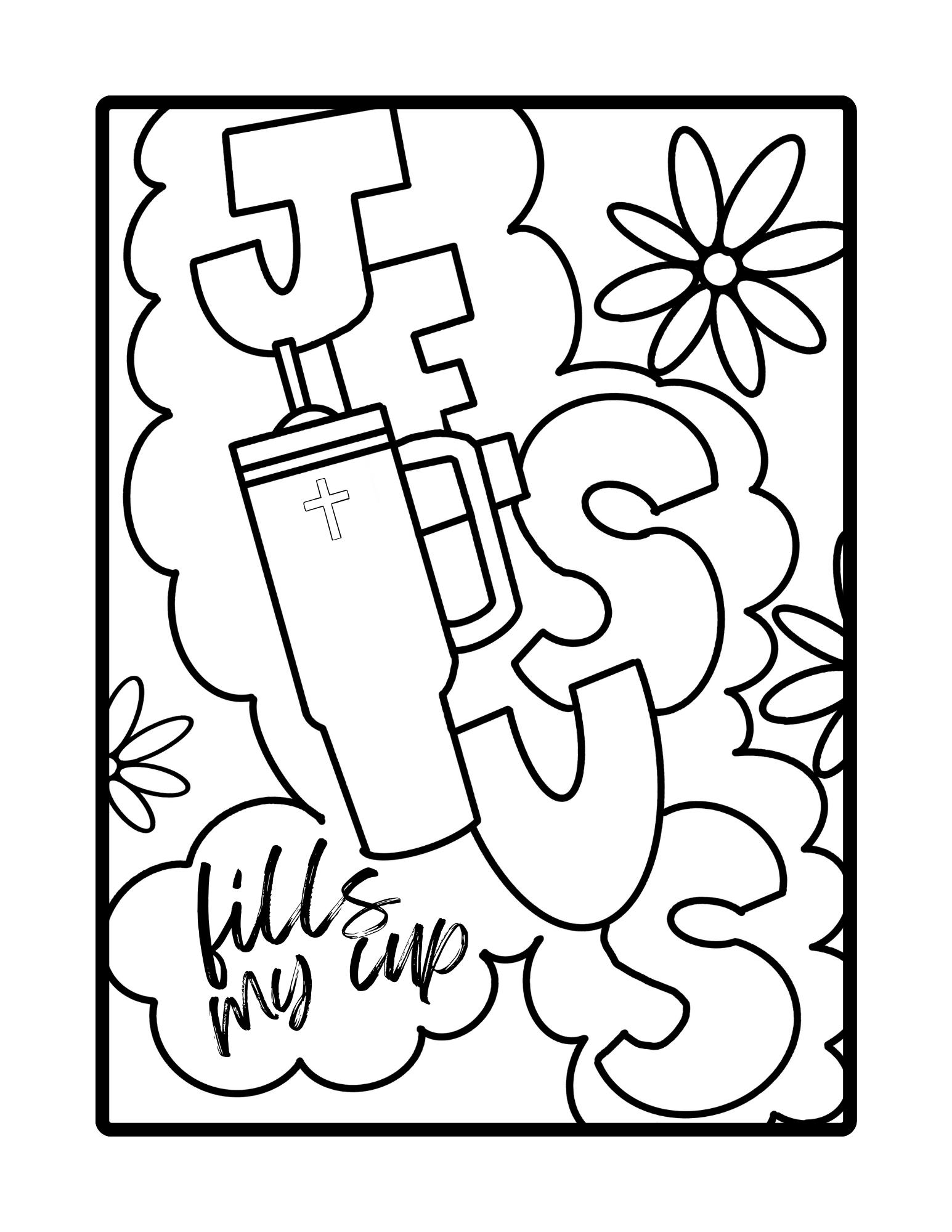 Christian Kids Coloring Sheet Jesus Fills My Cup Digital Download ...