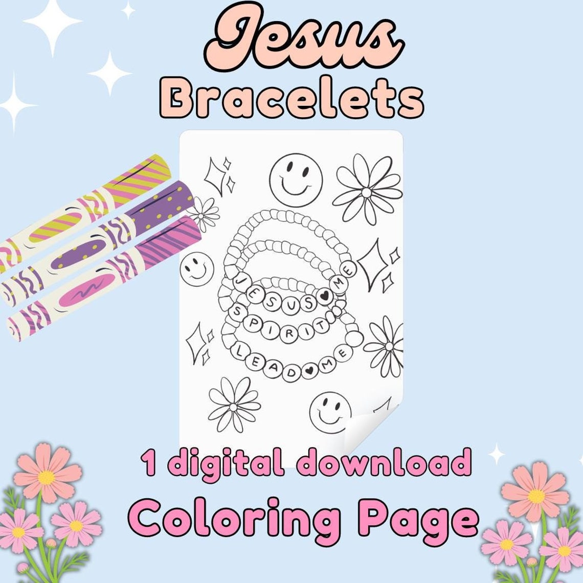 Jesus Friendship Bracelets Coloring Page | Hand Drawn | Digital ...