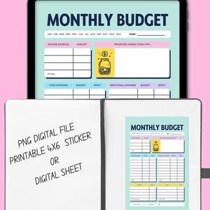Monthly Budget PNG Download | Budget Sticker Printable | Digital ...
