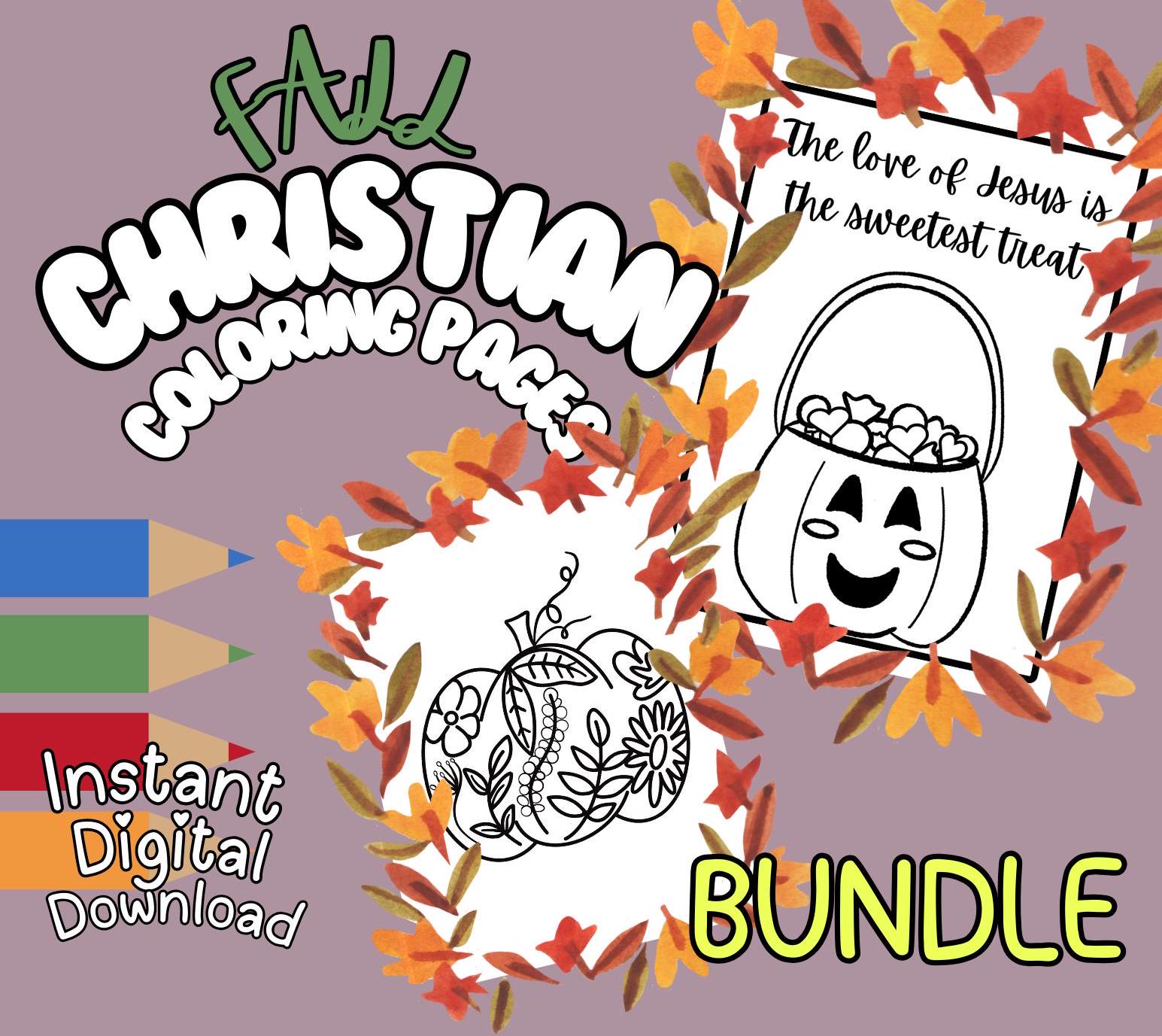 Fall-themed Religious Coloring Pages for Children Instant Download 10 ...