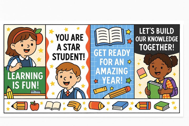 School-themed Printable Bulletin Board Border | Fun & Colorful ...