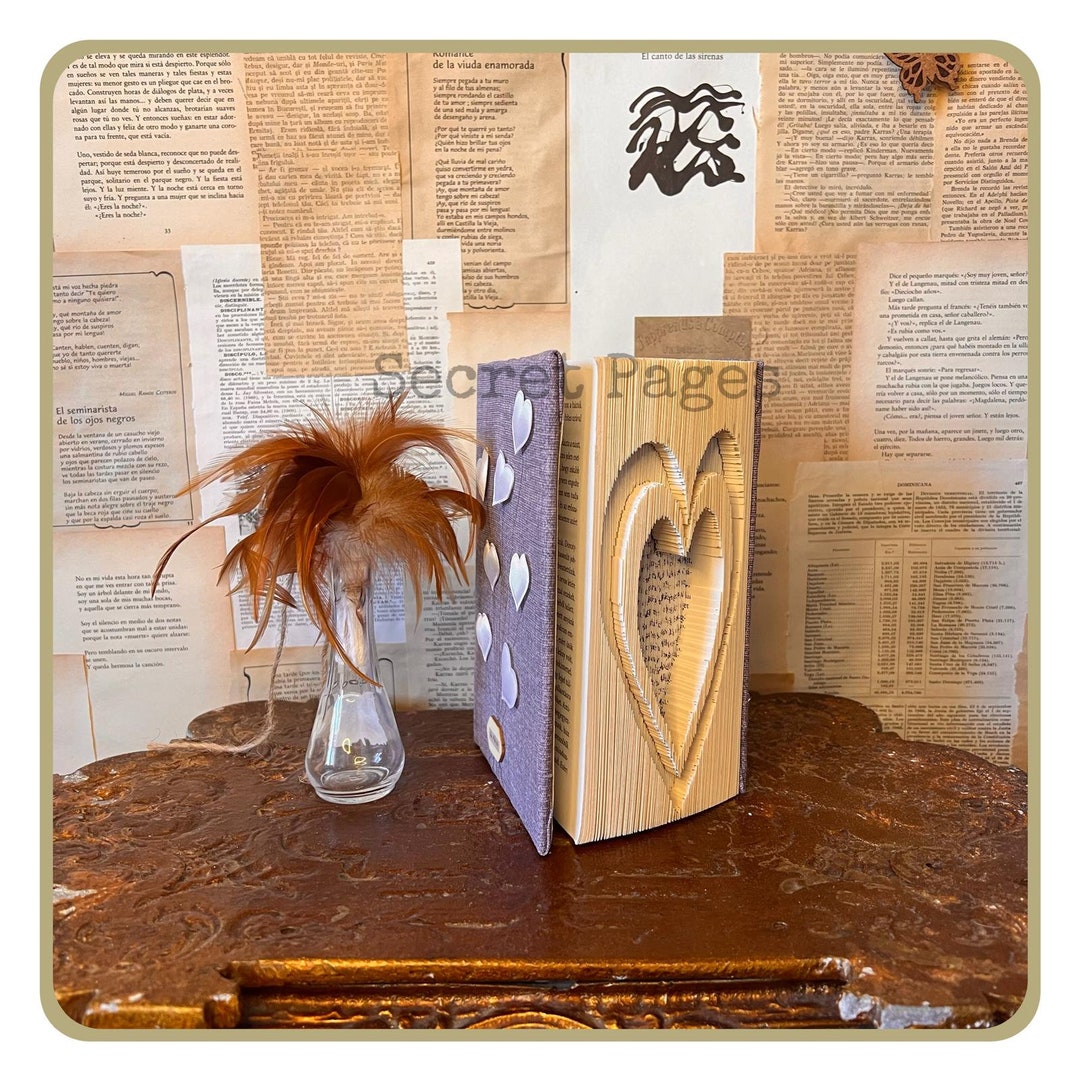 Folded Book With Two Hearts - Etsy
