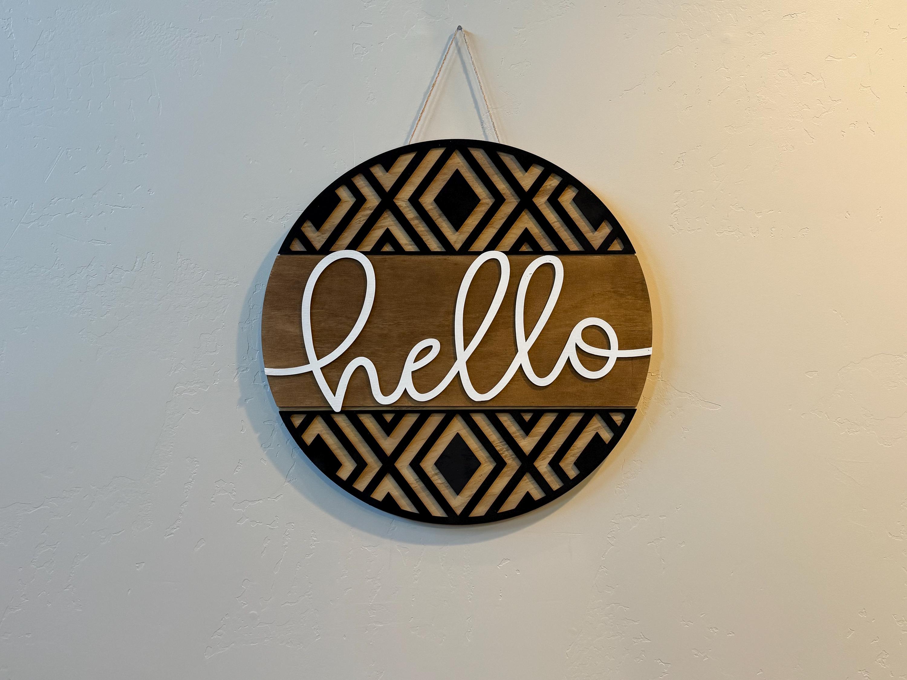 Welcome Sign, Door Hanger, Hello Sign, Wall Decor, Hello, Welcome, Door ...
