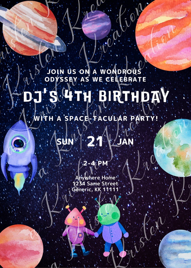 Space Birthday Party Invitation - Etsy
