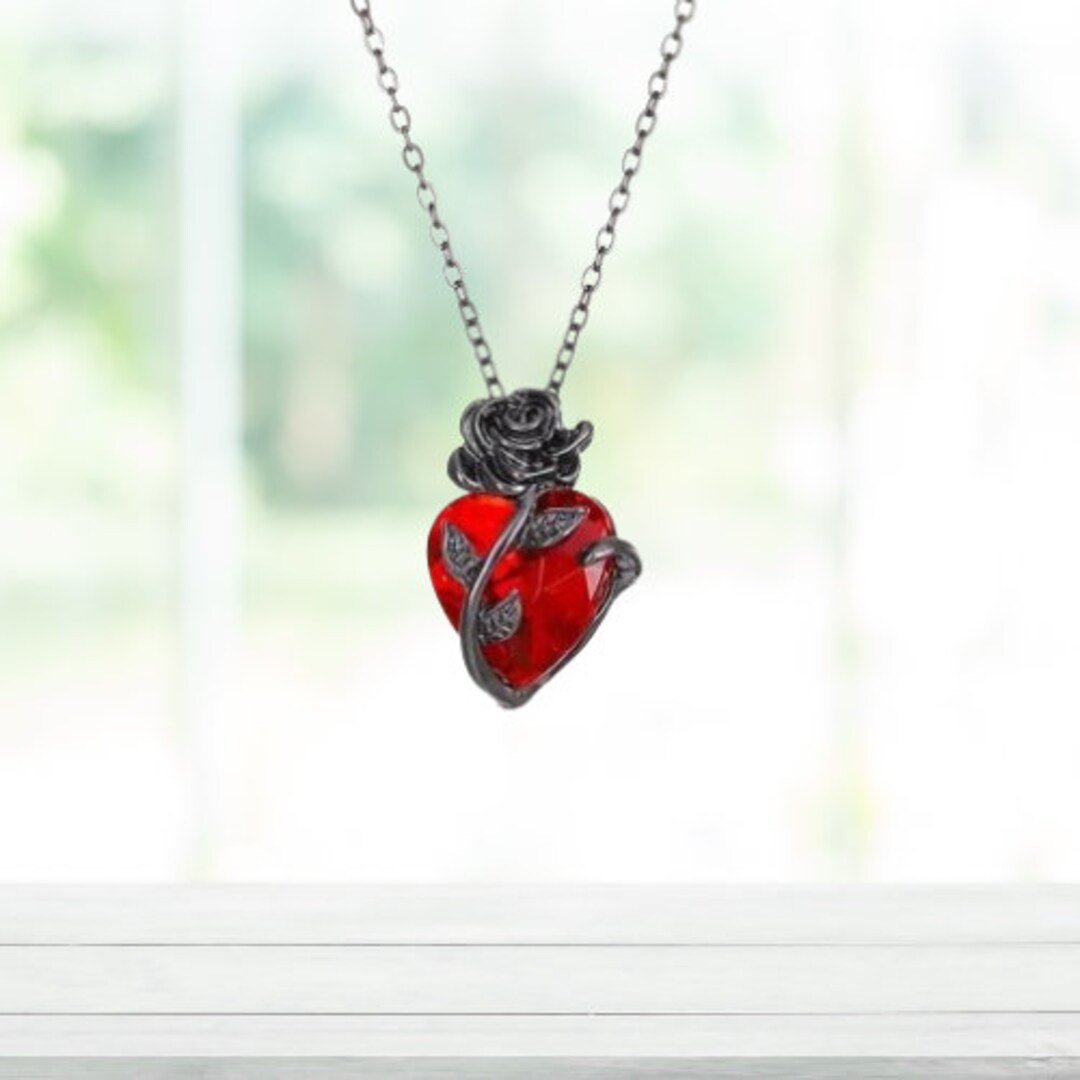 Ruby Rose Designer Necklace W/ Natural Ruby Red Quartz Titanium ...