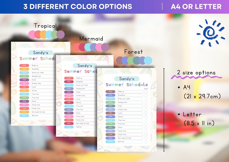Printable Summer Schedule for Kids Digital Daily Planner Learning ...