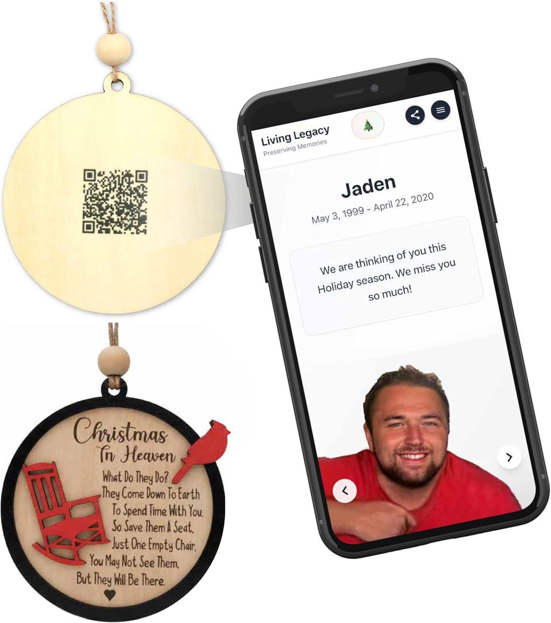 Memorial QR Code Wooden Christmas Ornament – in Loving Memory Keepsake ...