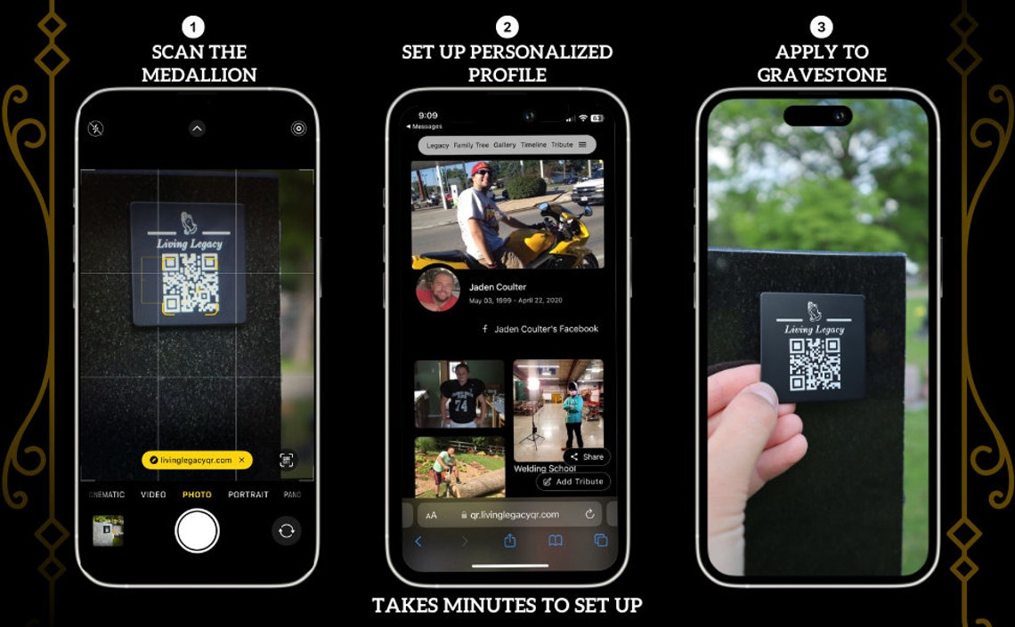 Memorial QR Code, Thoughtful Sympathy Gift, Gravestone Gift, Family ...