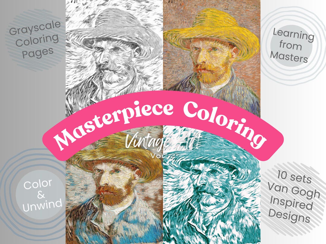 Value Bundle 10 Sets Van Gogh Art Inspired Coloring Pages: Grayscale ...