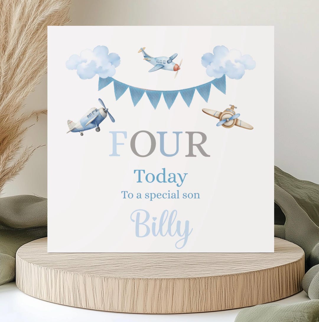 Personalised Forth Birthday Card, Birthday Card, Plane Birthday Card ...