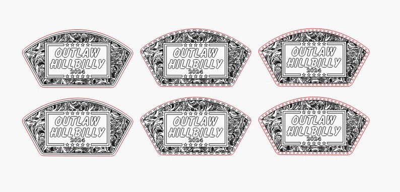 Outlaw Hillbilly Scroll Hat Patch 6 Design Template, Custom Shapes With ...