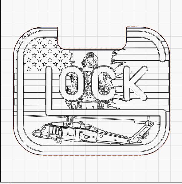 Glock Case UH60 Tattered Solider Flag Glock Case Design. Fiber Laser ...