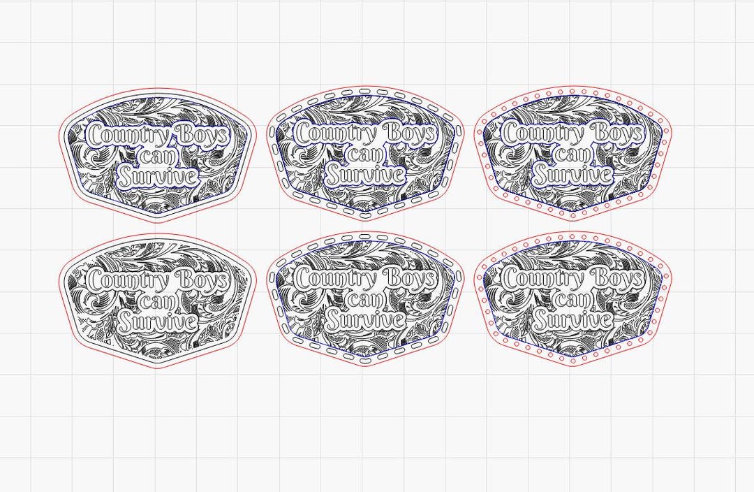 Country Boy Can Survive Scroll Hat Patch 6 Design Templates, 1 Engraved ...