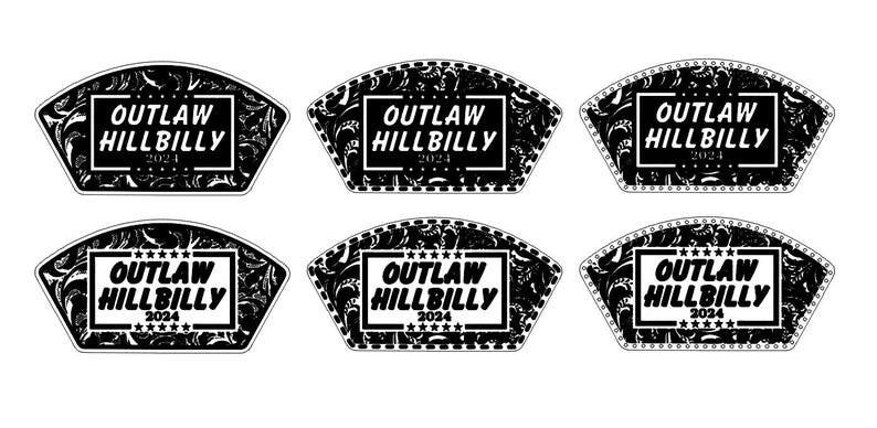 Outlaw Hillbilly Scroll Hat Patch 6 Design Template, Custom Shapes With ...