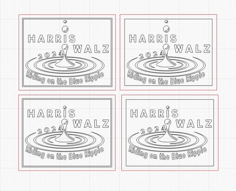 Harris Walz Ripple Scroll Hat Patch 2 Design Templates, 2 Reg, 2 Invers ...