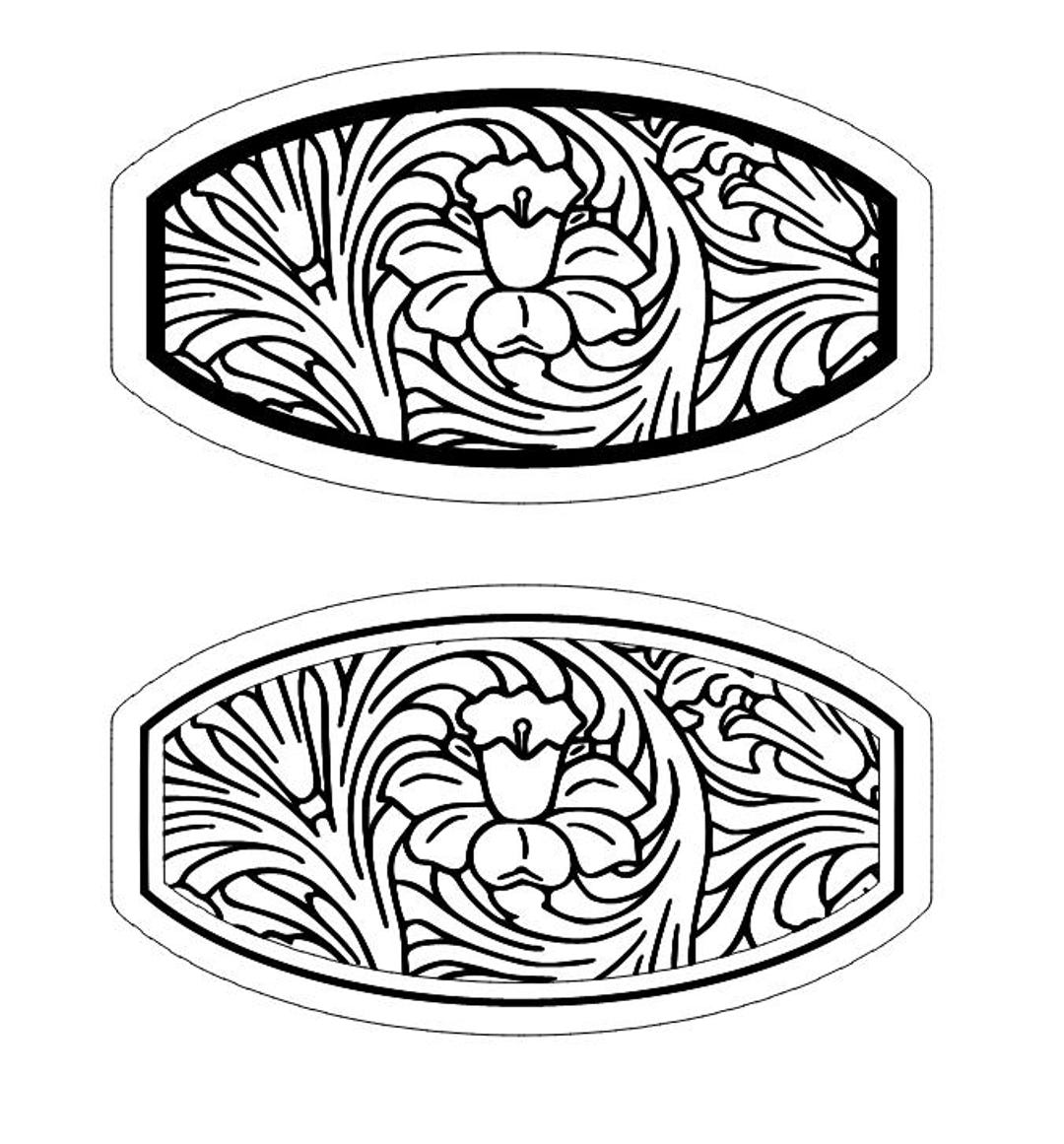 The Look of Tooled Grain Oval Style Hat Patch Design Template, 2 Custom ...