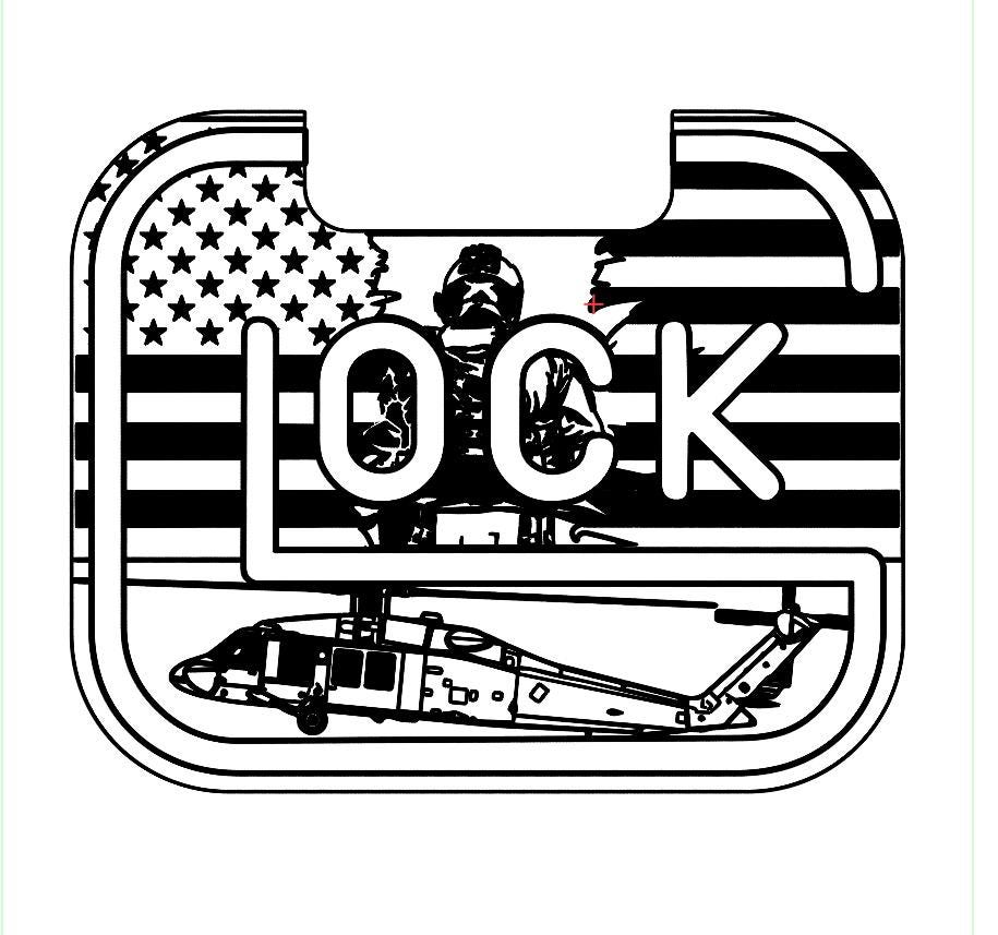 Glock Case UH60 Tattered Solider Flag Glock Case Design. Fiber Laser ...