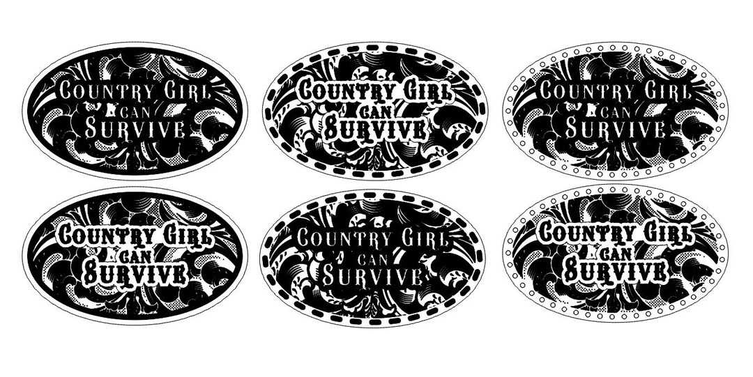 Country Girl Can Survive Scroll Hat Patch 6 Design Templates, 1 ...