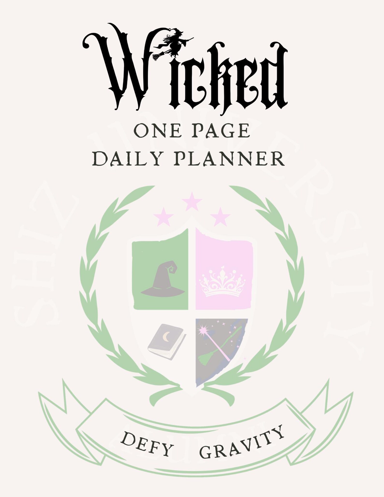 ONE PAGE Wicked Daily Planner, ADHD Daily Planner, Defy Gravity All Day ...