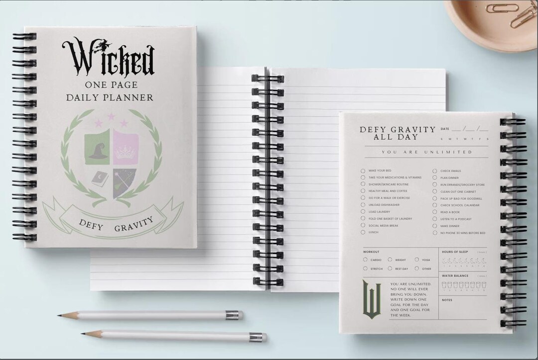 ONE PAGE Wicked Daily Planner, ADHD Daily Planner, Defy Gravity All Day ...