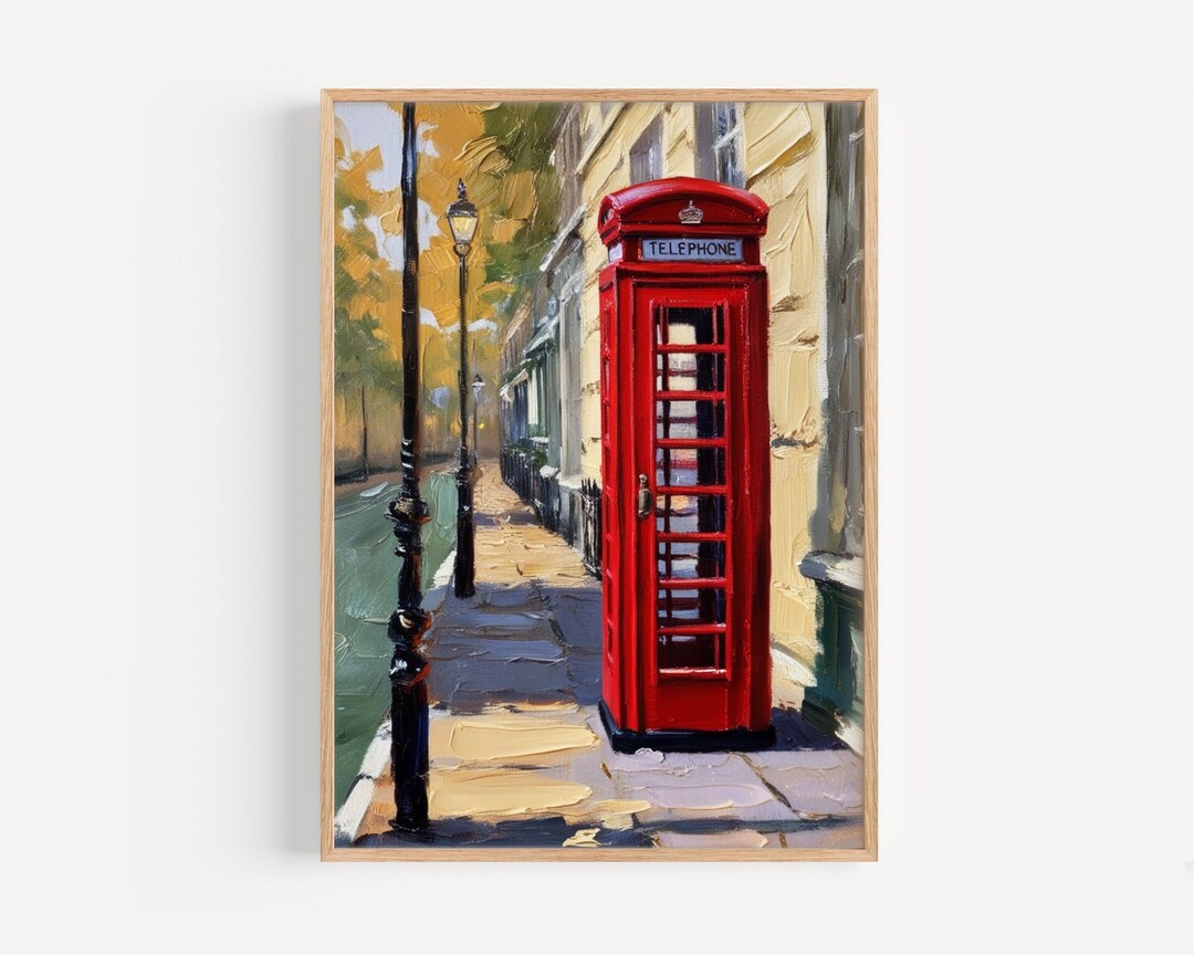 Iconic Red Telephone Box: A Nostalgic Oil Painting of London, Wall ...