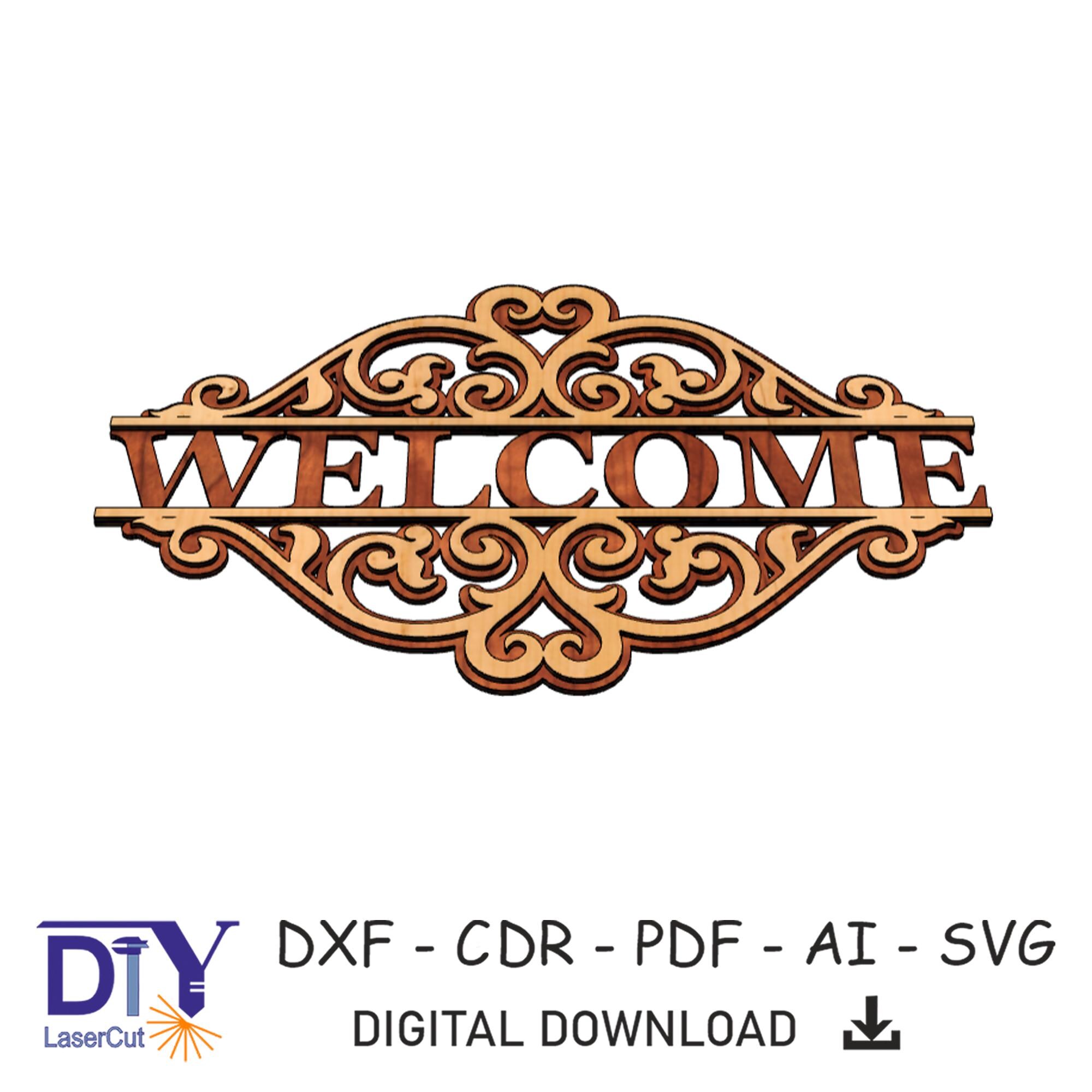 Welcome Door Sign Templates Digital Vector Files SVG, DXF, Cdr, Pdf, Ai ...