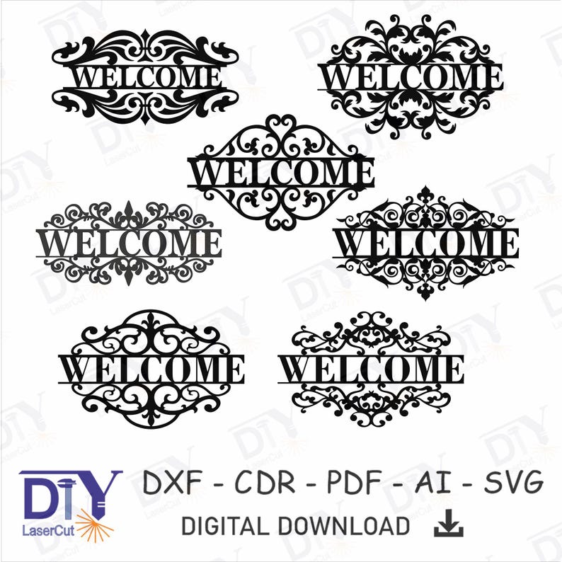 14 Door Signs Welcome Templates Digital Vector Files SVG, DXF, Cdr, Pdf ...