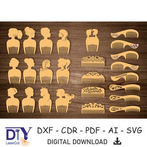 Elegant Wooden Comb SVG Laser Cutting Files for Women’s Hair Comb ...