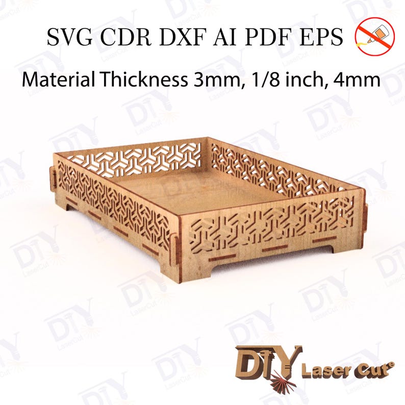 Tray With a Geometry Pattern Svg, Assembly Without Glue, Rectangle ...