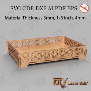 Tray With a Geometry Pattern Svg, Assembly Without Glue, Rectangle ...