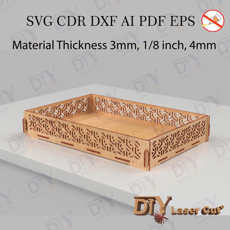 Tray With a Geometry Pattern Svg, Assembly Without Glue, Rectangle ...
