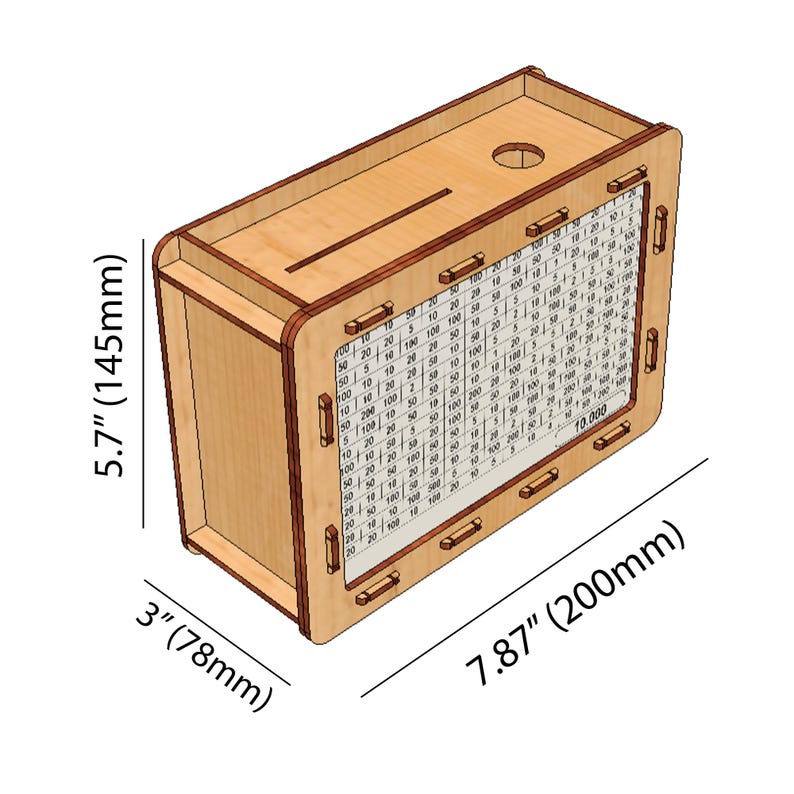 Savings Box With 5 Interchangeable Target Counters Laser Cut File, Coin ...