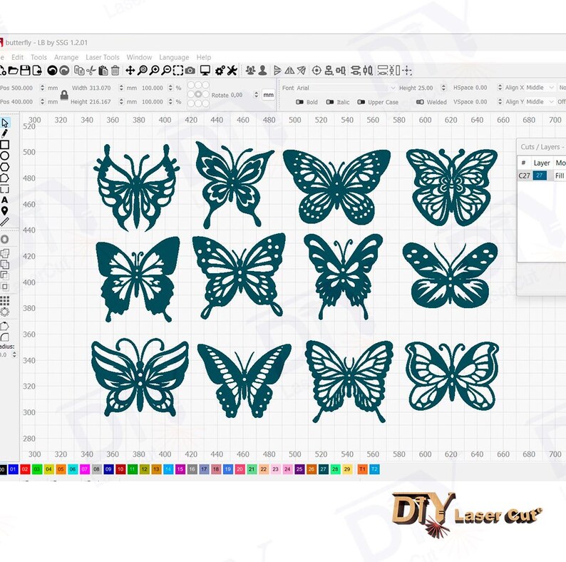 Set of 12 Decorative Butterflies, Laser Cutting Files, Macrame ...