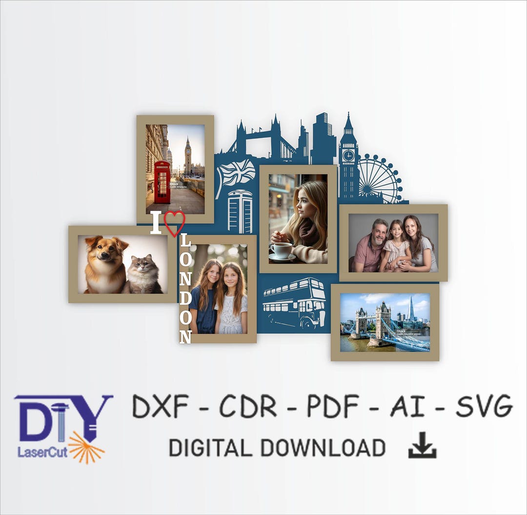 Photo Frame for 6 Photos London, Photo Frame Wheel for Laser Cutting ...