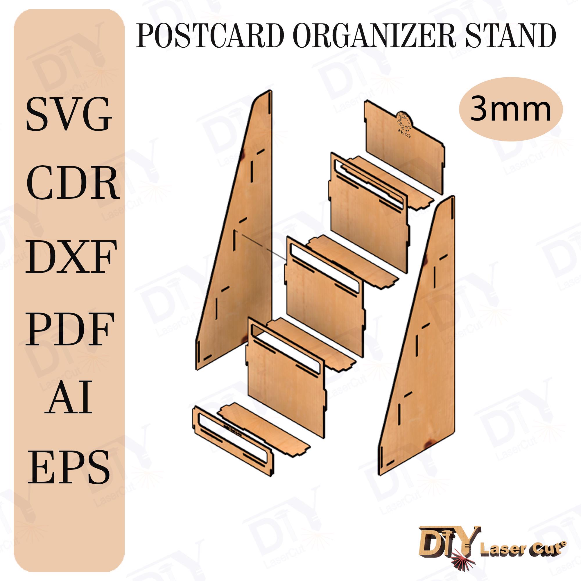 Postcard Retail Shelves Laser Cut File, Wooden Card Rack for Laser ...