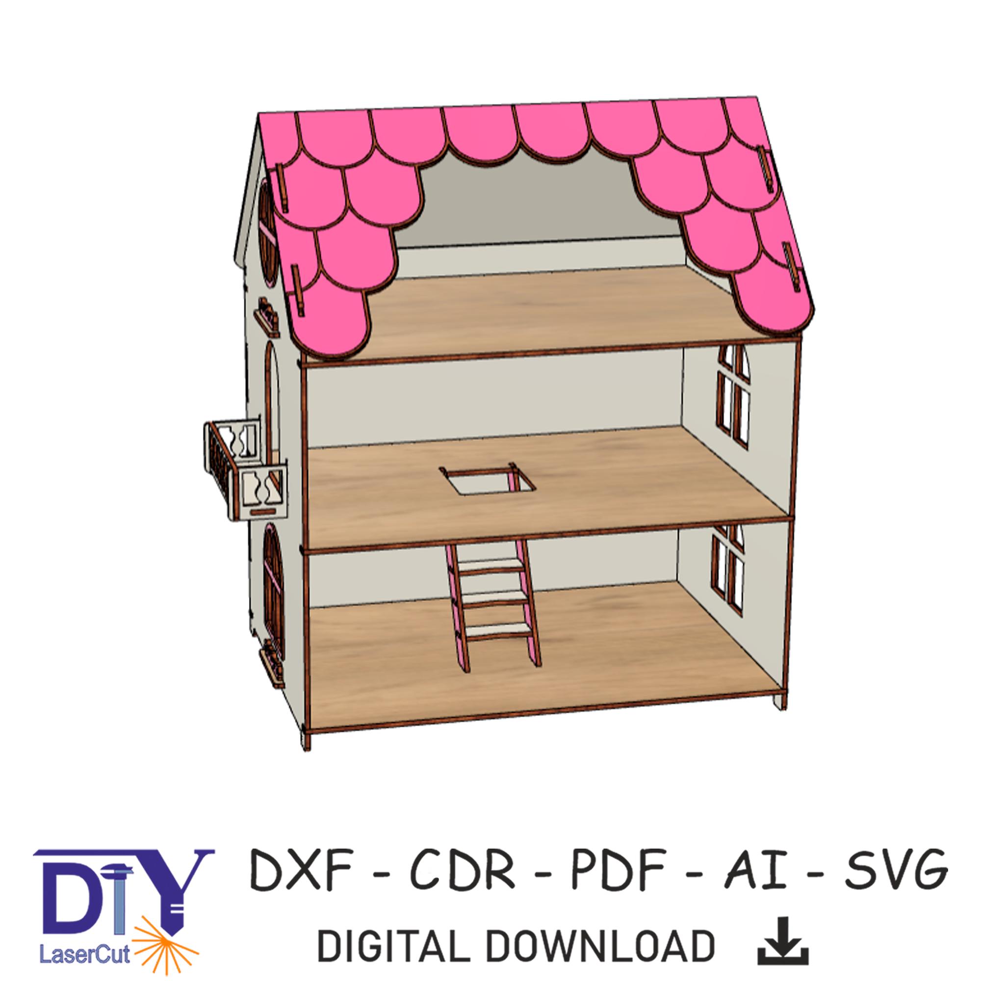 Dream Dollhouse Laser Cut File SVG, Dolls House, 1:12 Scale - Etsy
