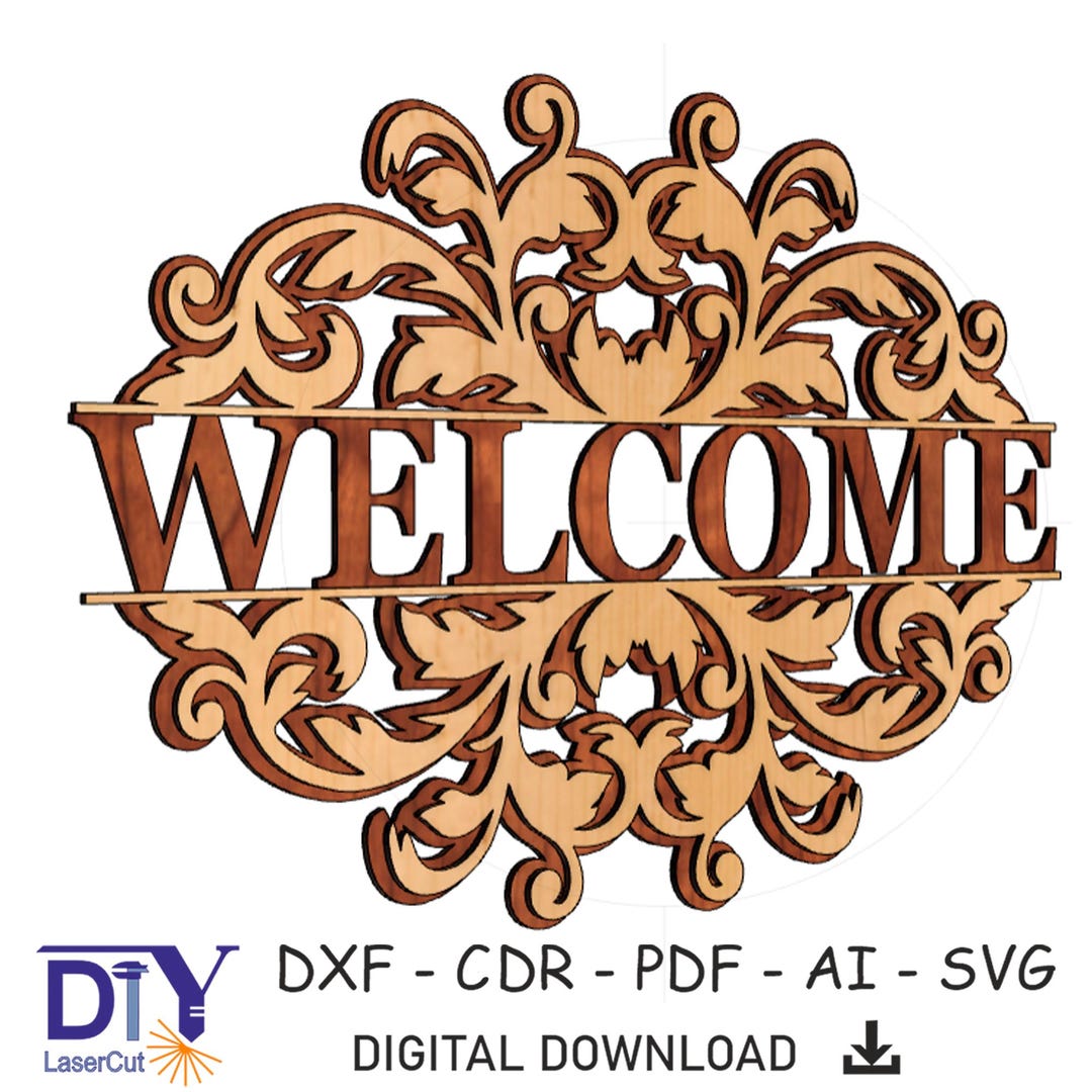 Welcome Door Sign Templates Digital Vector Files SVG, DXF, Cdr, Pdf, Ai ...