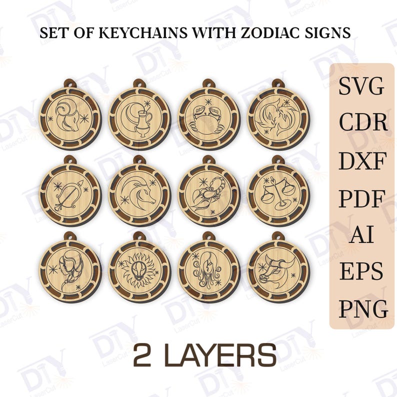 Personalized Wooden Zodiac Sign Keychain Laser Cut File, Handmade ...