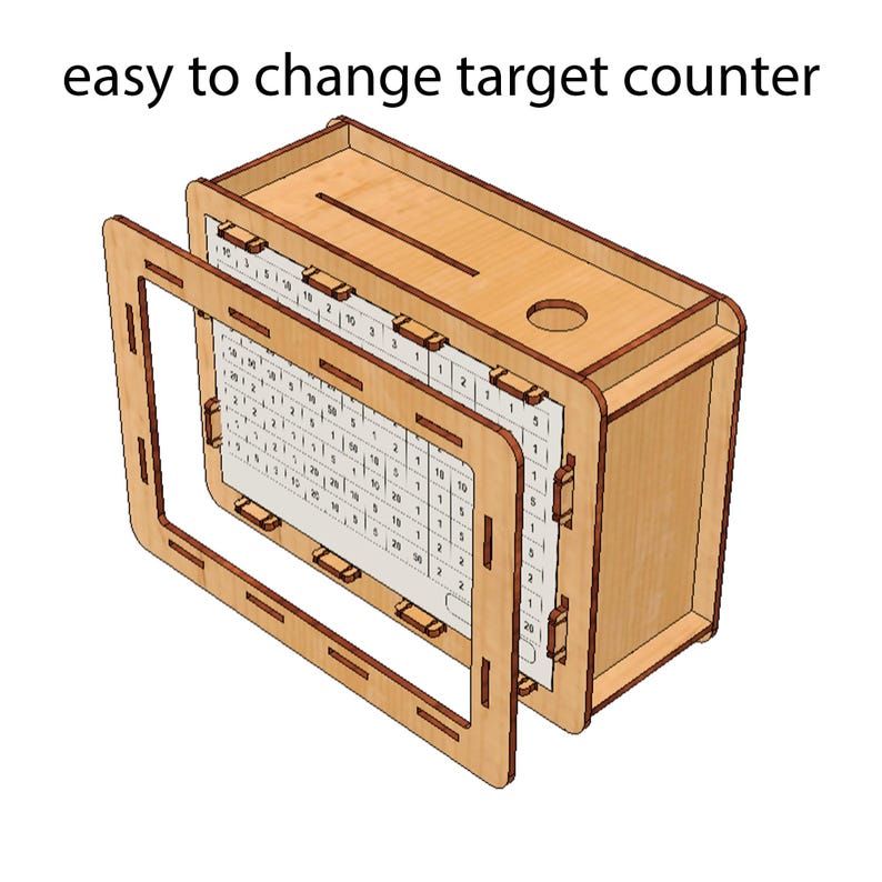 Savings Box With 5 Interchangeable Target Counters Laser Cut File, Coin ...