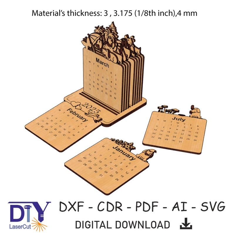 Layered Calendar 2025 With Stand Bundle, 3D Calendar With Cute Dogs ...
