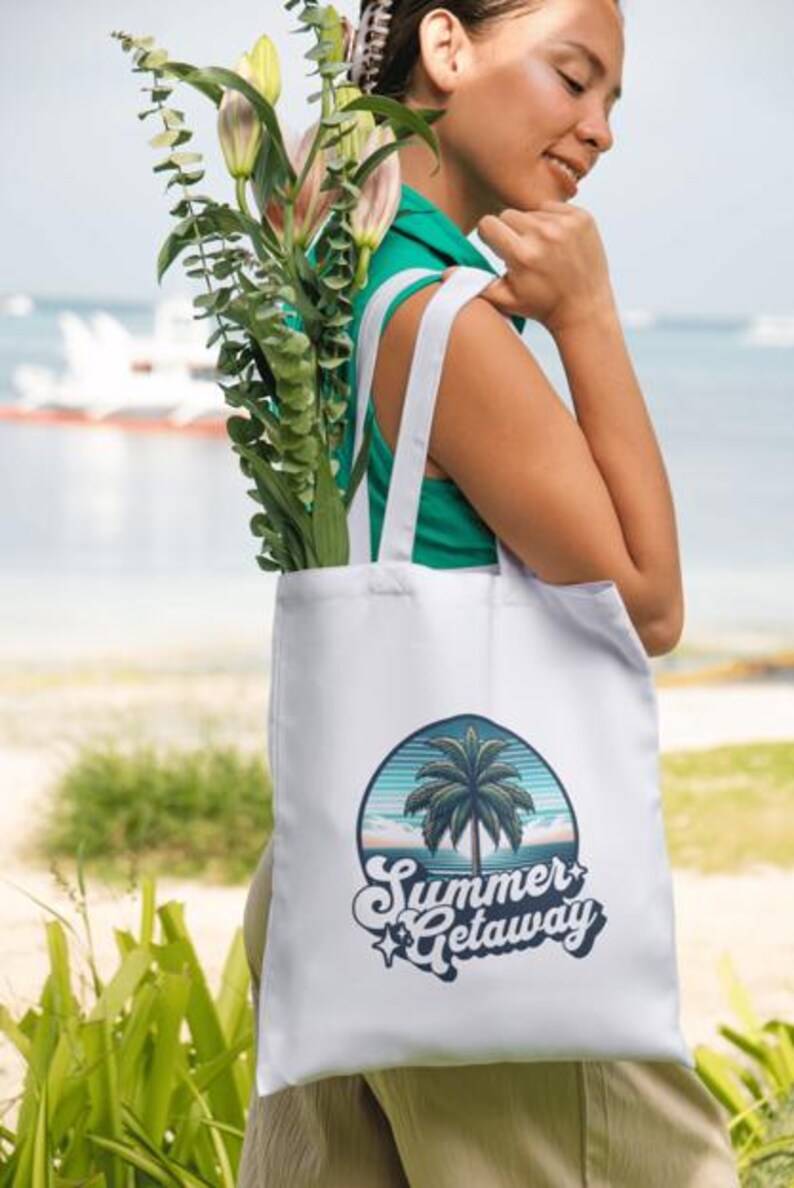 Summer Spring Tote Bag, Vintage Bag, Eco Vacations Bag, Beachy Vibes ...