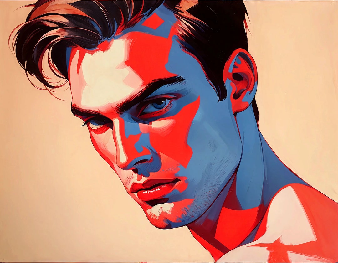 Pop Art, Male Portrait, Art Print, Wall Art Decor, Bold Portrait ...