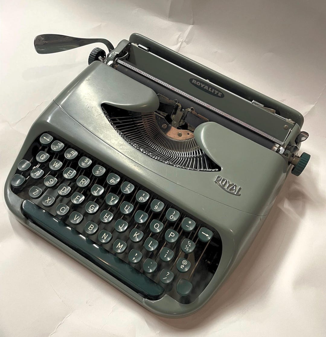 Vintage Royalite Green Typewriter: Mid-century Portable Travel ...